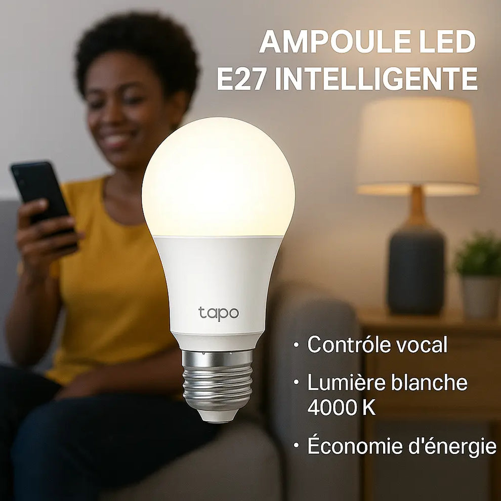 Tapo Ampoule LED E27 L520E 4000K Contrôle Vocal Intelligent Dimmable ...